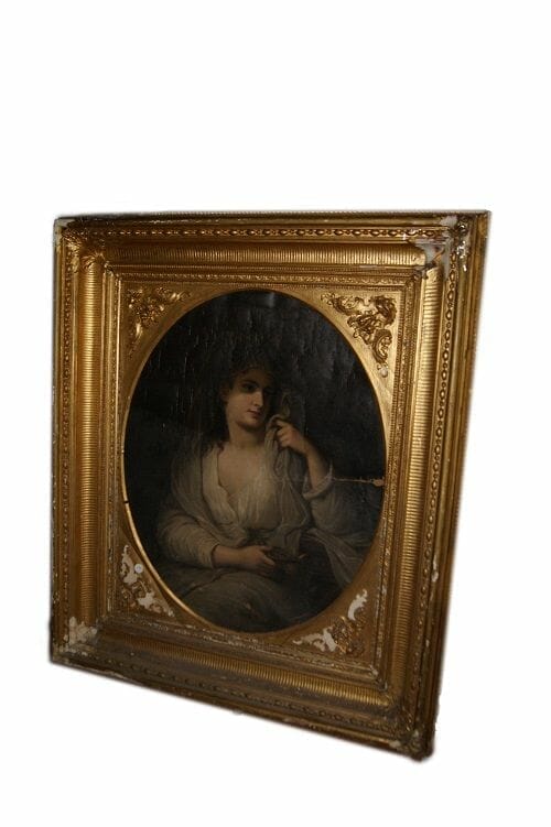 Splendido Ritratto di fanciulla Olio su tela francese di inizio 1800 ... Splendido Ritratto di fanciulla Olio su tela francese di inizio 1800 ...